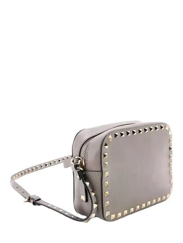Valentino Garavani Rockstud Camera Leather Crossbody Bag - Grey