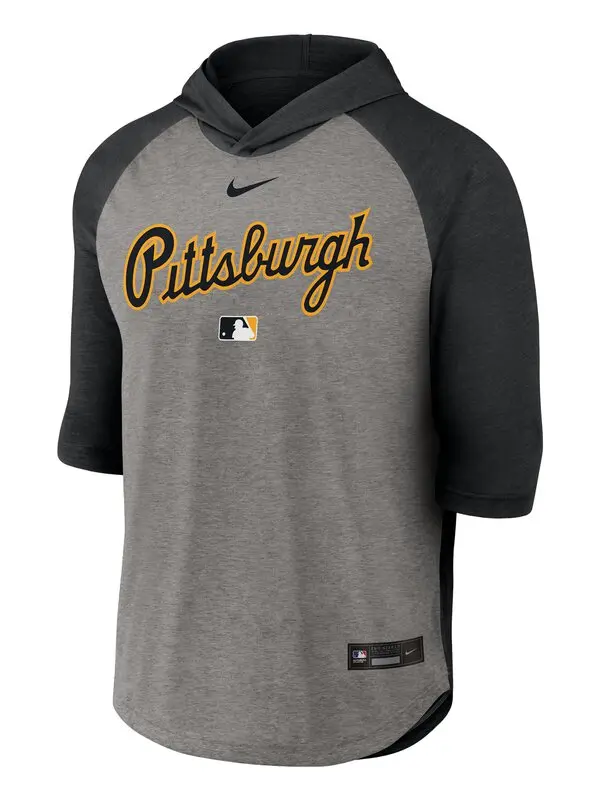 Nike Pittsburgh Pirates Authentic Collection Flux Dri-fit Mlb 3/4-sleeve Hooded T-shirt - Black