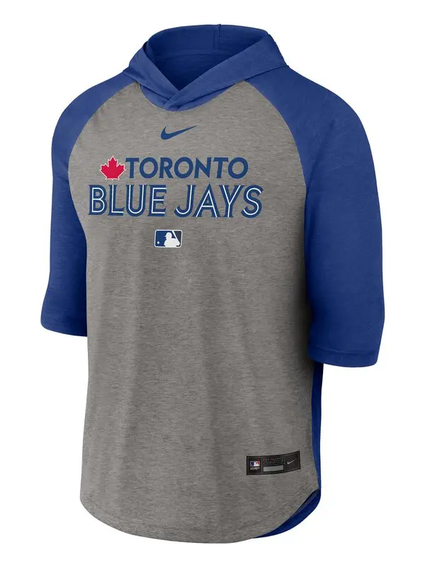 Nike Toronto Jays Authentic Collection Flux Dri-fit Mlb 3/4-sleeve Hooded T-shirt - Blue