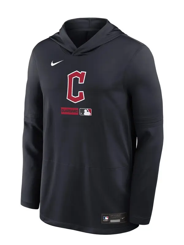 Nike Cleveland Guardians Authentic Collection Mlb Long-sleeve Hooded Top - Blue