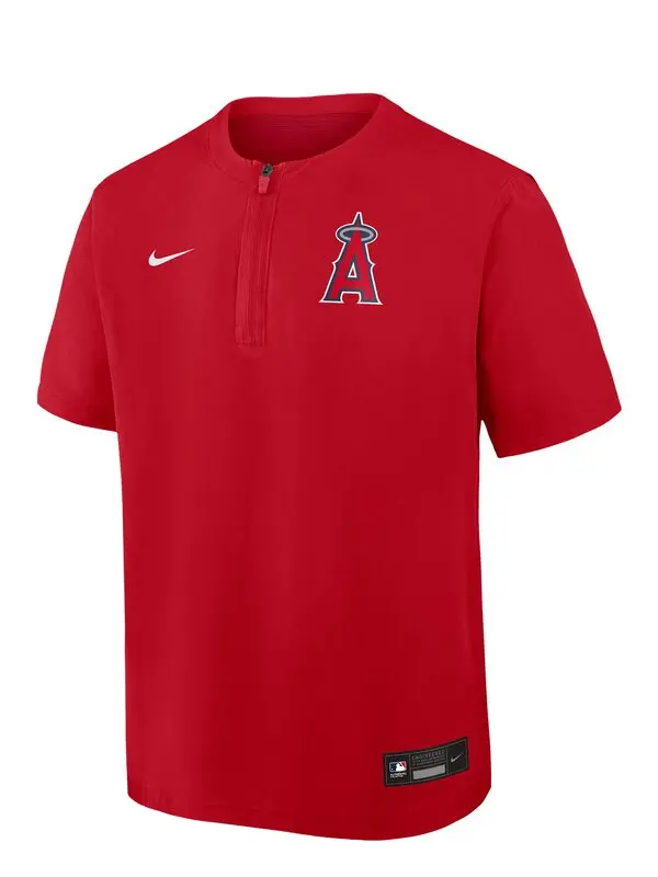 Nike Los Angeles Angels Dri-fit Mlb 1/4-zip Short-sleeve Windshirt - Red