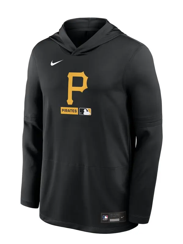Nike Pittsburgh Pirates Dri-fit Mlb Long-sleeve Hooded Top - Black