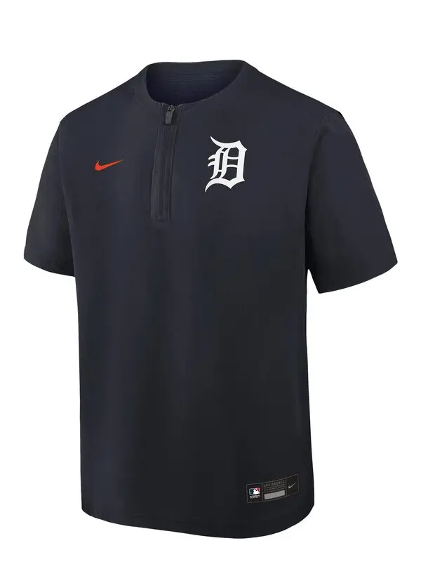 Nike Detroit Tigers Authentic Collection Dri-fit Mlb 1/4-zip Short-sleeve Windshirt - Blue