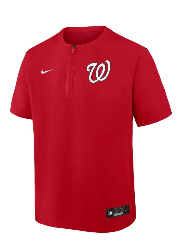 Nike Washington Nationals Authentic Collection Dri-fit Mlb 1/4-zip Short-sleeve Windshirt - Red