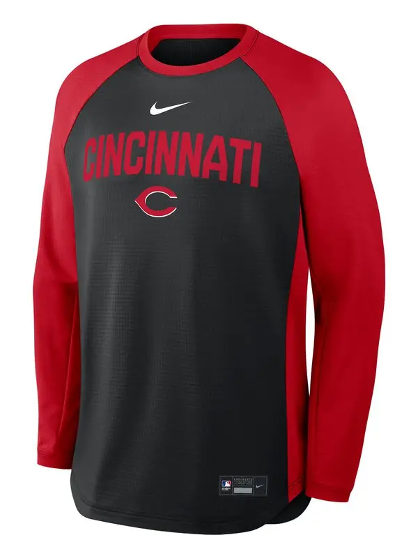 Nike Cincinnati Reds Dri-fit Pullover Crew - Black