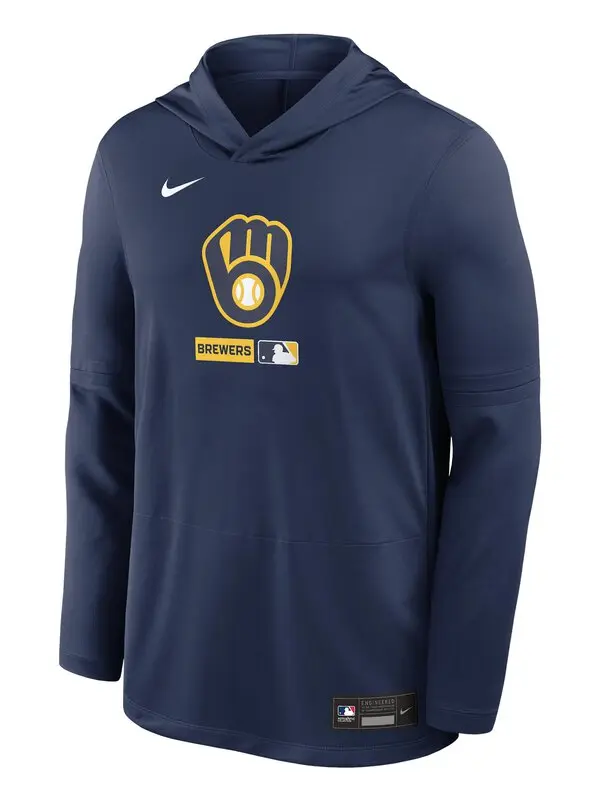 Nike Milwaukee Brewers Authentic Collection Dri-fit Hooded Top - Blue