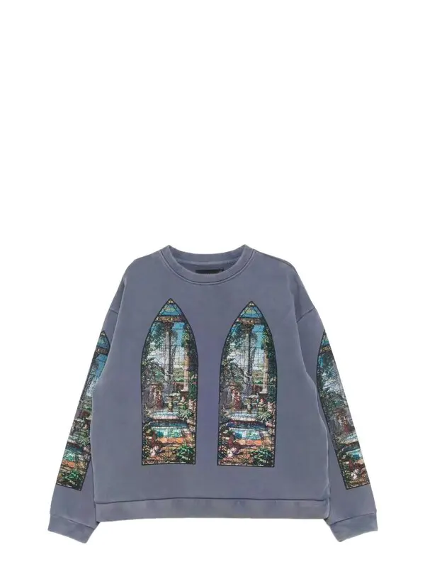 WHO DECIDES WAR Stained-glass Print Sweater - Blue