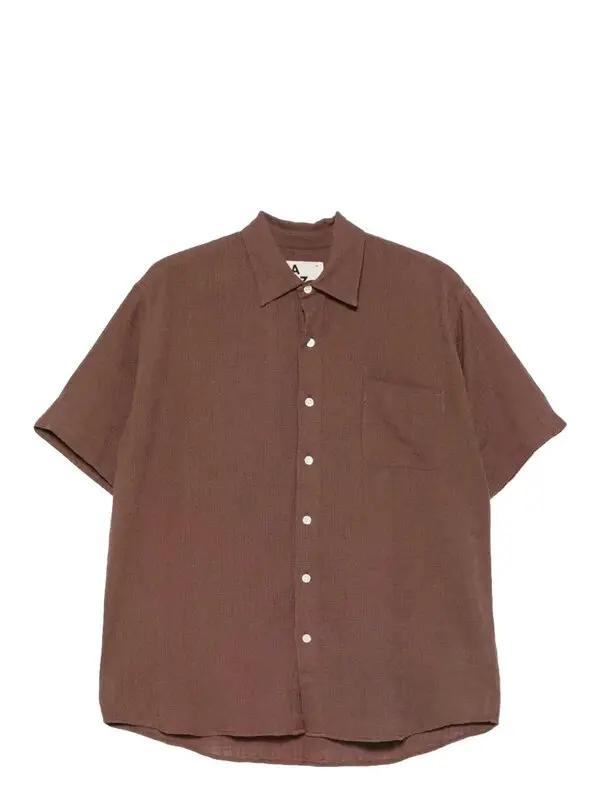 LA PAZ Short-sleeve Button-down Shirt - Brown