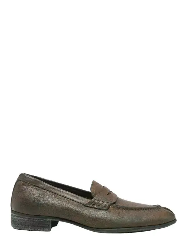 Guidi Distressed-effect Penny Loafers - Brown
