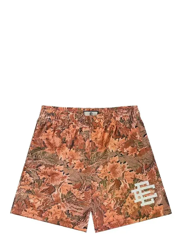 ERIC EMANUEL Leaf Print Mesh Shorts - Orange