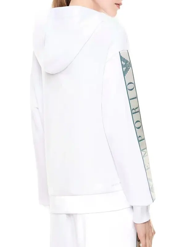 EA7 Logo Tape Hoodie - White