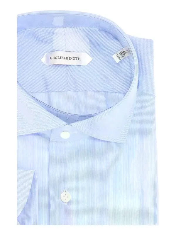 GUGLIELMINOTTI Vertical-stripe Spread-collar Shirt - Blue