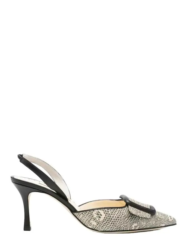 Manolo Blahnik Maysli Lizard-effect Slingback Pumps - Grey
