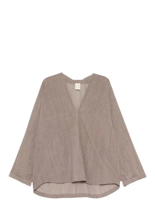 JAN JAN VAN ESSCHE Striped V-neck T-shirt - Neutrals