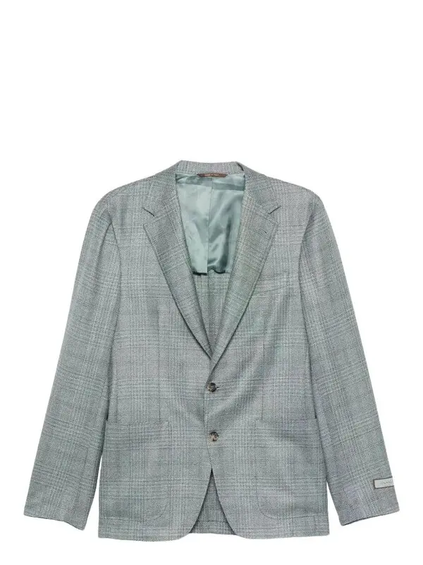 Canali Check-pattern Blazer - Blue