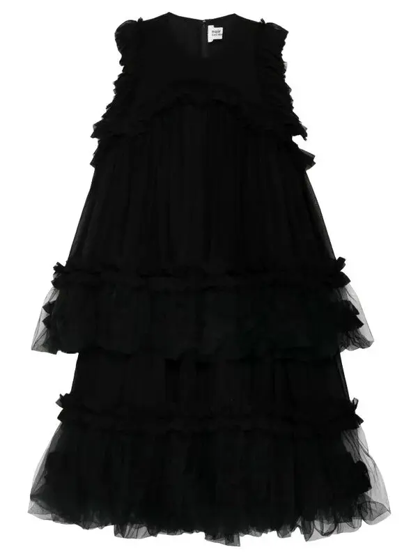 Noir Kei Ninomiya Ruffled Tiered Dress - Black