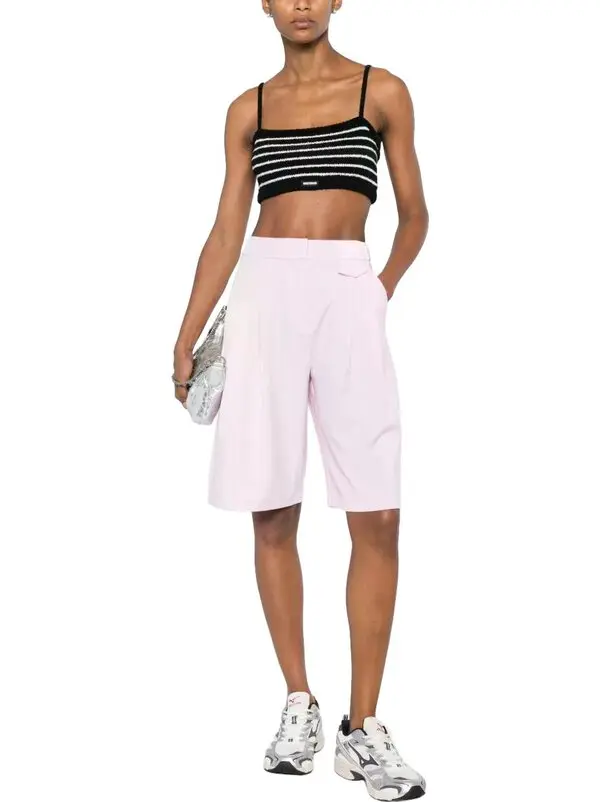 WRSTBHVR Striped Cropped Top - Black
