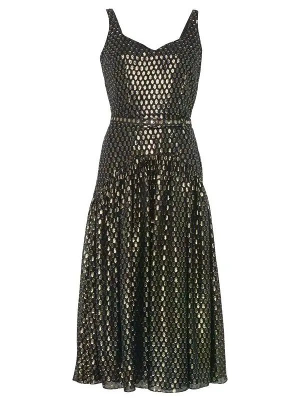 PARLOR Polka Dot Midi Dress - Black
