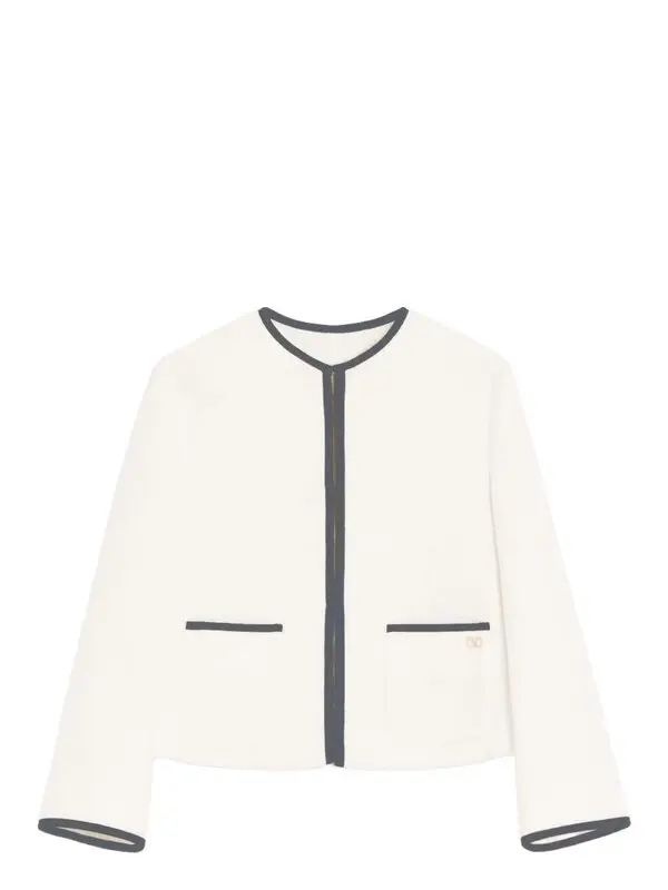 Valentino Garavani Tweed Jacket With Vlogo Detail - White