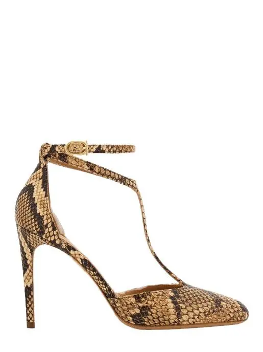 FERRAGAMO T-strap Stiletto Pumps - Red