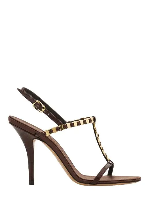 FERRAGAMO Vara Chain T-strap Sandals - Gold
