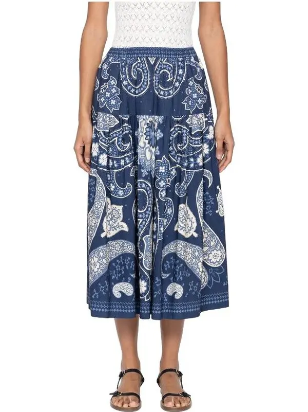 Sea Emelina Paisley Print Midi Skirt - Black