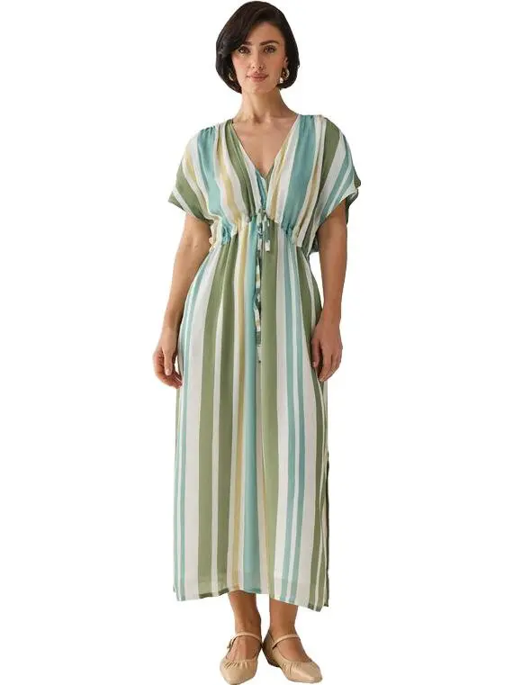 REISTOR Gathered Maxi Dress - Stripe