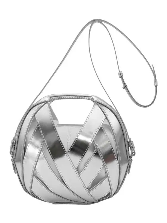 Perrin Le Petit Panier Woven Basket Bag - Silver