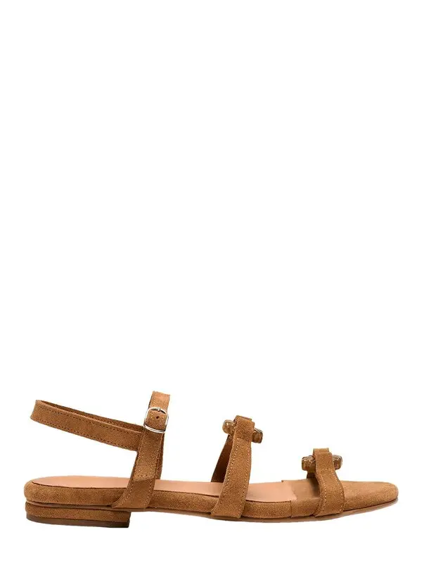 NAGUISA Arousa Camel Suede Sandals With Embellished Straps - Brown