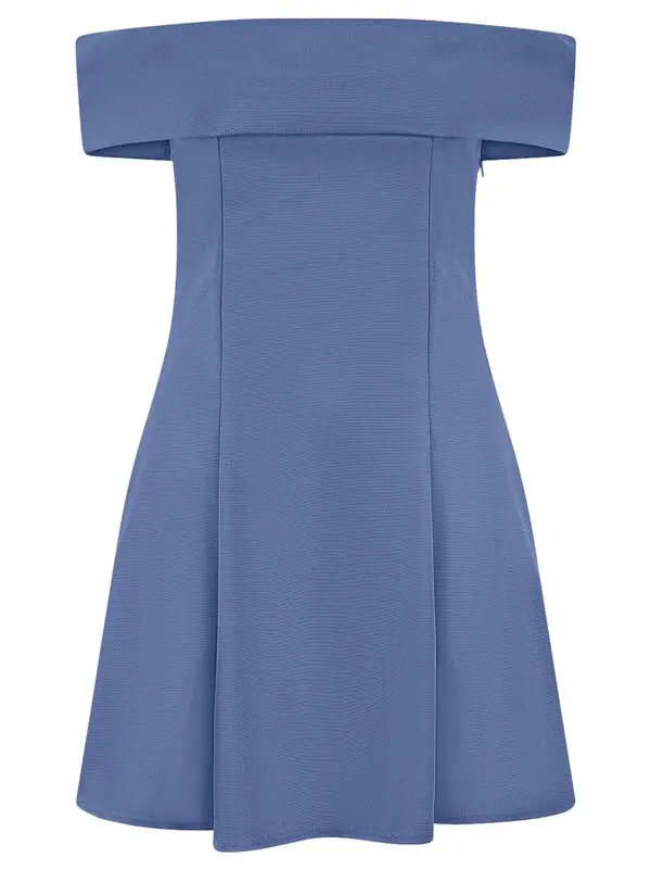 CELESTINE & MAE Solaris Bardot Mini Dress - Blue