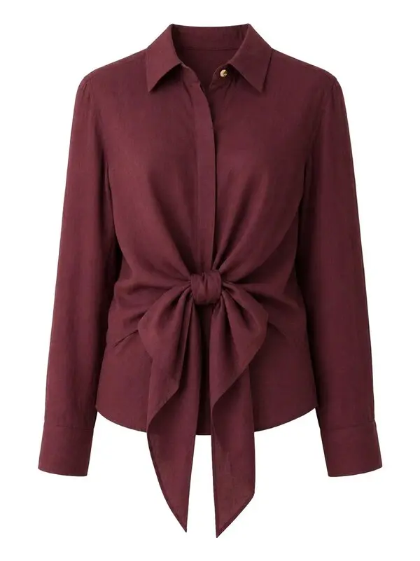 W.TWO Signature Silk Blouse - Brown/red
