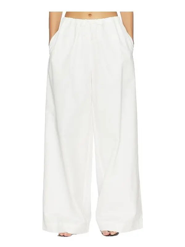 Simkhai Rhea Cotton Wide Leg Pant - White