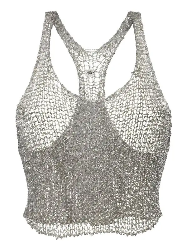 NATALIA FEDNER Metal Racerback Crop Top - Silver