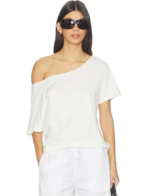 Daydreamer Solid Off The Shoulder Tee In White - Vintage White