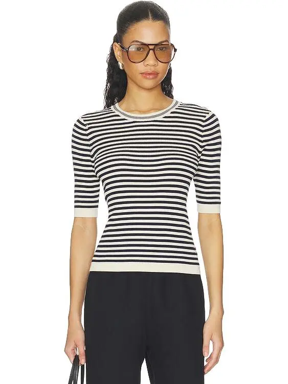 FRAME The Cruise Sweater Striped Knit Pullover - Cream Multi
