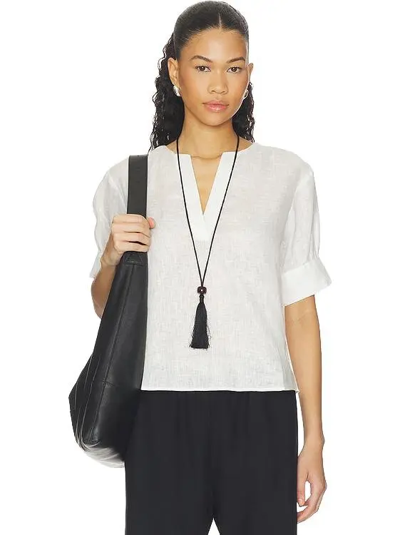 FRAME V-neck Popover Top - White