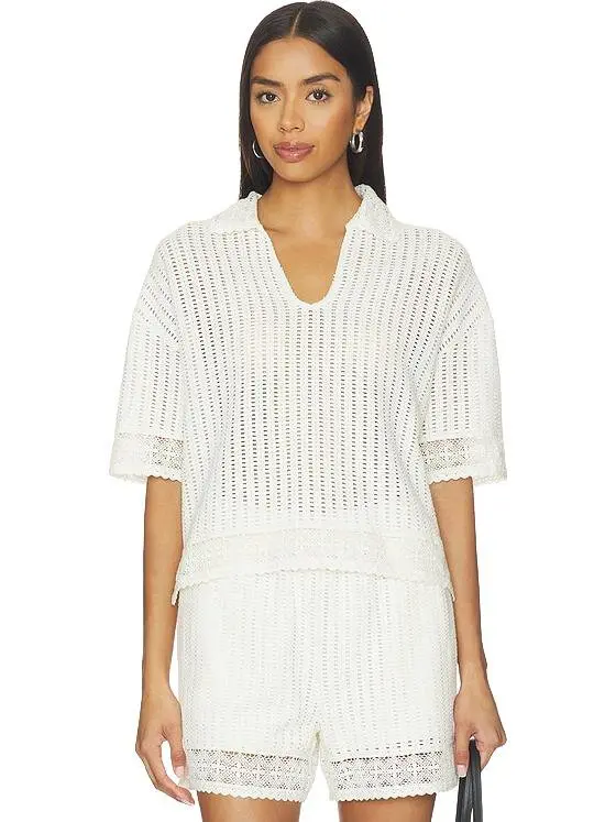 ALLSAINTS Elma Crochet Knit Top - Mallow White