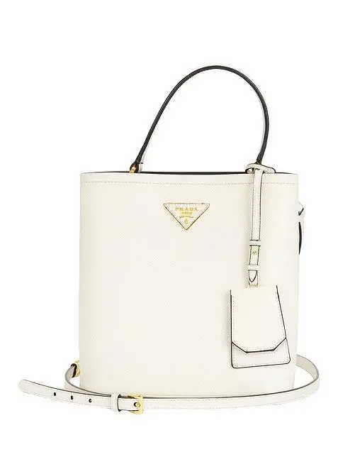 FWRD RENEW Prada Saffiano Panier Bucket Bag - Ivory