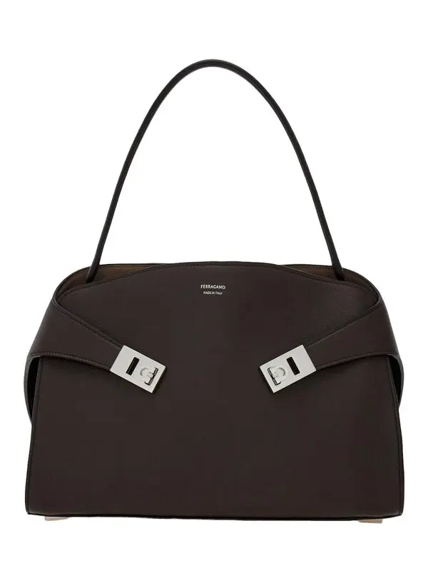 FERRAGAMO Hug Soft Two-tone Shoulder Bag - Brown
