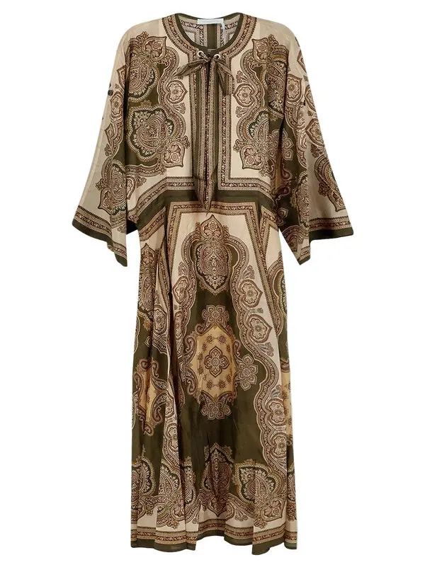 Zimmermann Mahon Silk Tunic Dress With Multicolor Print - Green