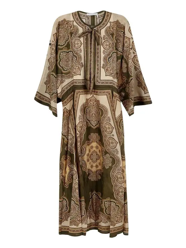Zimmermann Mahon Silk Tunic Dress With Multicolor Print - Green