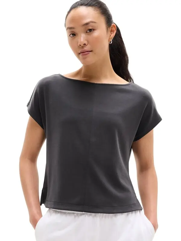 Athleta Seasoft Boat Neck Tee - Black
