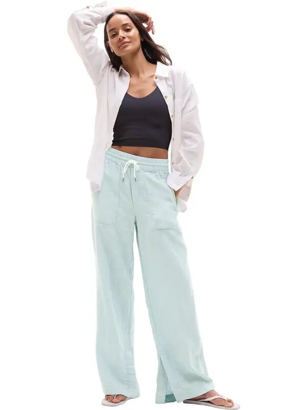 Athleta Retreat Linen High Rise Wide Leg Pant - Sky