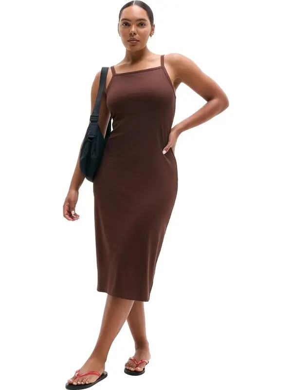 Athleta Signature Rib Apron Midi Dress - Woodland
