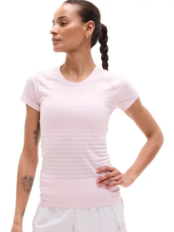 Athleta Momentum Flex Tee - Ballet Textured Stripe