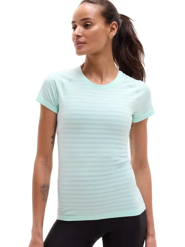 Athleta Momentum Flex Tee - Sky Textured Stripe