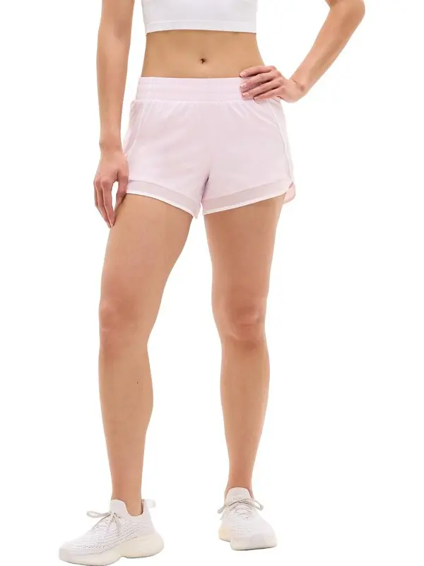Athleta Mesh Racer Run Shorts - Ballet/bright White