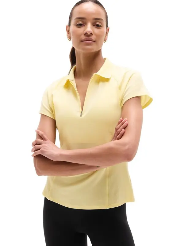 Athleta Short Sleeve Polo With Zipper Detail - Solstice