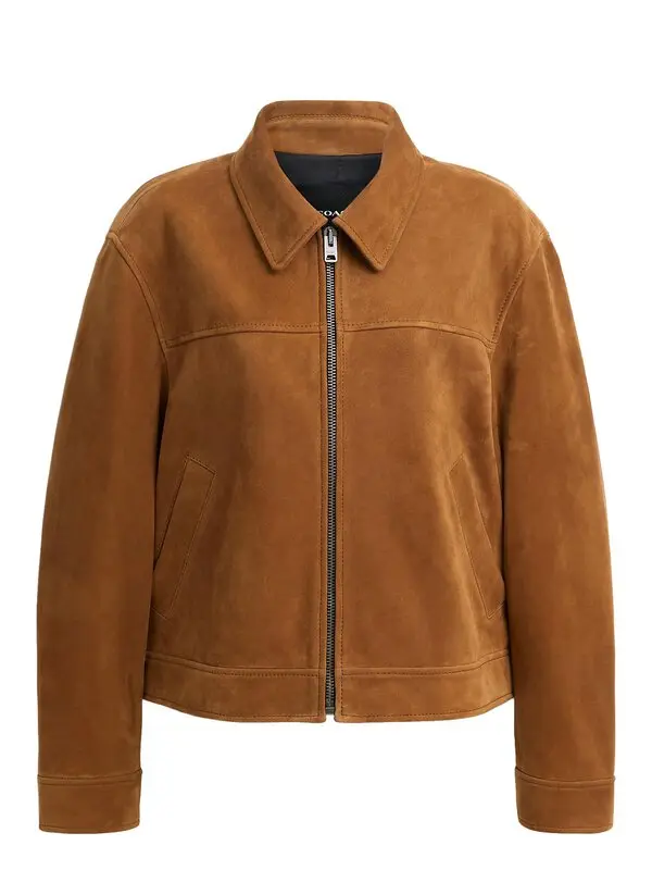 COACH OUTLET Coach Suede Zip-up Jacket - Sepia