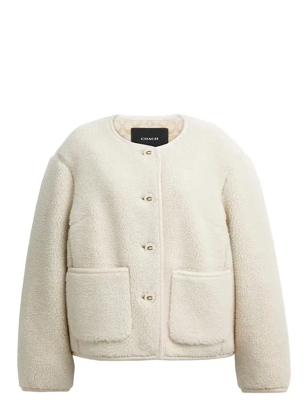 COACH OUTLET Coach Sherpa Cardigan Jacket - Natural